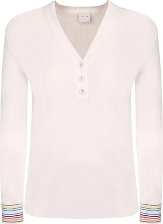 Paul Smith Femme, Pulls, Blanc, Taille: 42 FR V-neck Tricots