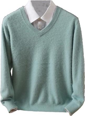 Generic Pull en Cachemire De Vison pour Hommes, Tricot De Grande Taille, Manches Longues, Col en V, Hiver
