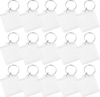 Yardwe Porte-Cl&eacute;s Cadres Photo Carr&eacute;s en Acrylique Transparent Lot de 30 pour D&eacute;coration Voiture et Accessoires Personnalisables