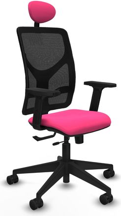 Piqueras y Crespo B&uuml;rostuhl mit 2D-Armlehnen, h&ouml;henverstellbare Lendenwirbelst&uuml;tze und festes Kopfteil, ausgestattet mit Syncro/Traslack und Schneideschaum, Schwarz/Ros