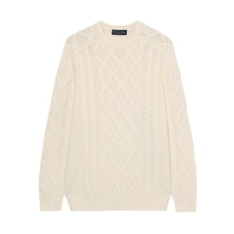 Brooks Brothers Fisherman Lambswool Crewneck - - Knitwear - Herren - Beige - S