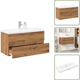 vidaXL The Living Store Waschbeckenunterschrank mit Einbaubecken Artisan-Eiche - Einbaubecken