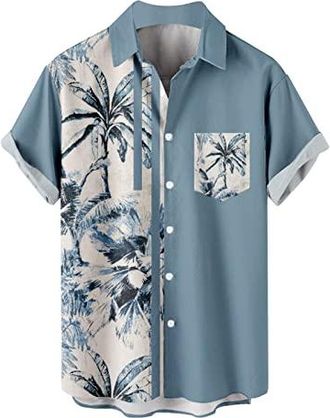 Generic Chemise hawa&iuml;enne amusante &agrave; manches courtes pour homme - Motif tropical - Plage tropicale - Cara&iuml;bes - Chemise de croisi&egrave;re hawa&iuml;enne - Palmier d&eacute;t&eacute; 