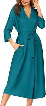 Ekouaer Peignoir pour Femme Long Bride Doux Tricoter Maternit&eacute; V&ecirc;tements de Nuit Bleu Vert XL