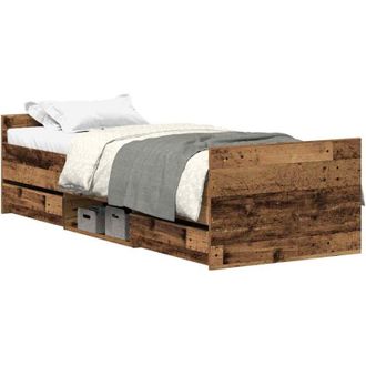 vidaXL Bettgestell ohne Matratze Altholz-Optik 100x200cm Holzwerkstoff Vidaxl