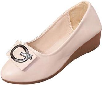 Generic Chaussures &agrave; enfiler l&eacute;g&egrave;res pour femme, couleur unie, &eacute;l&eacute;gantes, classiques, confortables, d&eacute;contract&eacute;es, talon compens&eacute;, chaussures de travail en pl