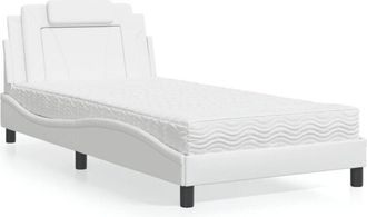 vidaXL Lit avec matelas blanc 100x200 cm similicuir Vidaxl