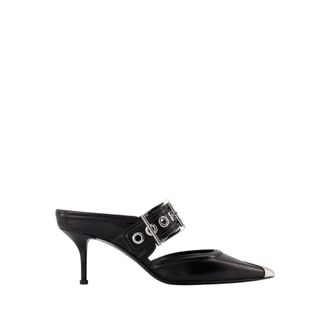 Alexander McQueen Romantische Sandalen mit Kante - Schwarz/Silber Leder - - Shoes - Damen - Schwarzk - 36 EU