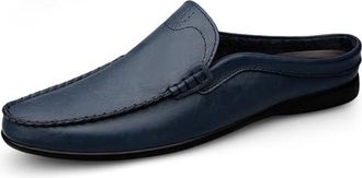 Generic Mules plates à bout rond pour homme - Confortables - Dos nu - Mocassins tendance pour homme, bleu, 38 2/3 EU