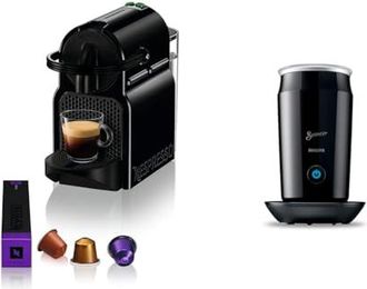 Nespresso DeLonghi EN 80.B Inissia, Hochdruckpumpe & Philips SENSEO Milk Twister - Milchaufschäumer