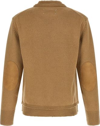 Maison Margiela Wool Knit with Suede Patches Sweater - Beige