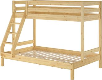 Erst-Holz Doppel-Etagenbett 120x200 und 80x200 Erwachsenen-Stockbett Kiefer Massivholz Natur V-60.18-08-12Rollrost inkl