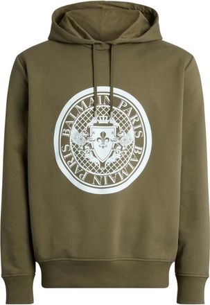 Balmain Homme, Sweatshirts et sweats &agrave; capuche, Vert, Taille: S Sweat &agrave; capuche imprim&eacute;