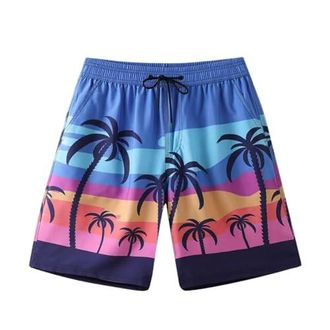 Generic HUIWDP Short de plage pour homme Style vacances Sport Cinq points Coupe ample Surf S&eacute;chage rapide avec doublure int&eacute;rieure, A17, XXL