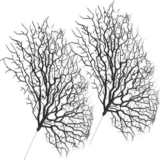 Valiclud Künstliche Korallenzweige Kunststoff Dekozweige Zum Basteln 2 Stück Schwarz Naturgetreu Für Wohnraum Hochzeitsdeko