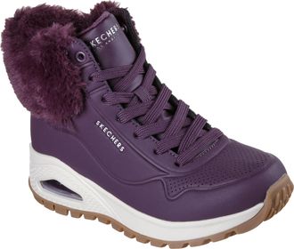 Skechers Schnürboots SKECHERS UNO RUGGED - FALL AIR, Damen, Gr. 38, weinrot, Lederimitat, Textil, Schuhe Schnürboots, Winterboots mit Air-Cooled Memory Foam Ko