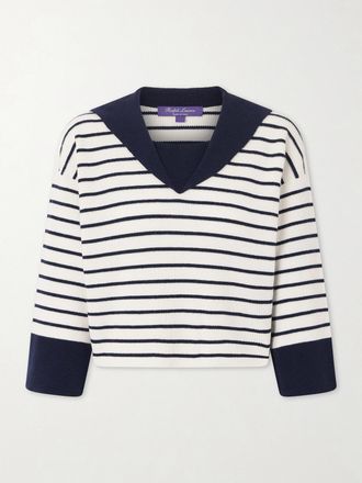 Ralph Lauren Collection Pull En Cachemire &Agrave; Rayures - Bleu
