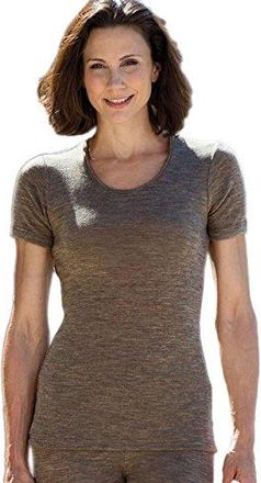 Engel Femme Maillot De Corps À Manches Courtes En Laine Et Soie Pour Femme Shirt, Noyer, 36 38