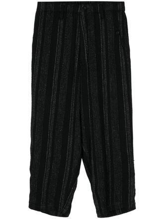 Yohji Yamamoto striped cropped trousers - Bleu