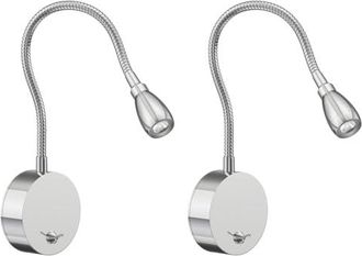 LEDs Com 2 pi&egrave;ces LED lampe de lecture/applique murale HAN, col de cygne, interrupteur, chrome brillant, blanc