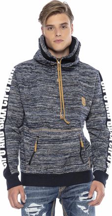Cipo & Baxx Herren Hoodie Sweatshirt CL421 Blau - Stylischer Pullover im Casual Streetwear Look mit Kapuze & K&auml;ngurutasche - Bequemes Oberteil f&uuml;r Alltag & Freize