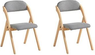 SoBuy Chaise Salle &agrave; Manger Lot de 2 Chaise Pliante Bois Rembourr&eacute;e Ergonomique - Chaise de Cuisine et de Bureau Compacte pour Salle &agrave; Manger ou Salon, pour