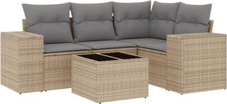 vidaXL Vidaxl - Set Divano Da Giardino 5 Pz Con Cuscini Beige In Polyrattan