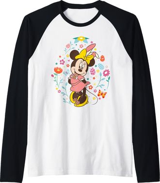 Disney Minnie Mouse with Bunny Ears and Easter Egg Spring Raglan