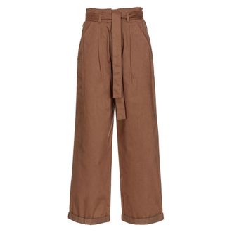 Pinko Weite Baumwollhose mit geradem Bein - - Trousers - Damen - Braun - L