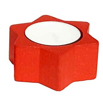 Hess Holzspielzeug 40028 - Teelichthalter in Sternenform, aus Holz, rot, ca. 3 cm, Dekoration f&uuml;r besondere Anl&auml;sse aus dem Erzgebirge