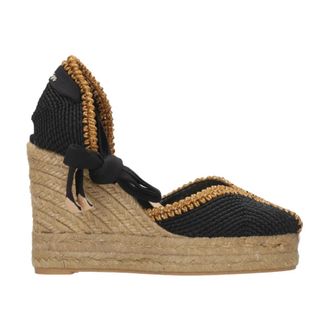 Castaner Schwarze Jute Sandalen mit Kn&ouml;chelschn&uuml;rung - - Shoes - Damen - Schwarzk - 40 EU