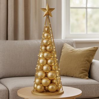 Mendler Deko-Baum HWC-O91, Weihnachtsbaum Schmuckbaum Weihnachtsdeko Christbaum zum Beschm&uuml;cken, Metall 90cm - goldfarben