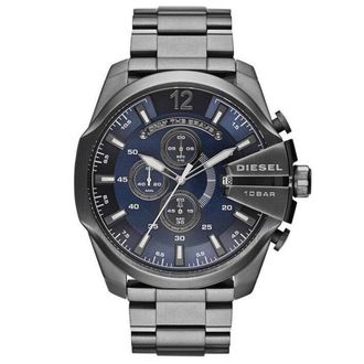 Diesel DZ4329 Mega Chief Chronograph Blau Zifferblatt Gunmetal Ion-plated Herrenuhr