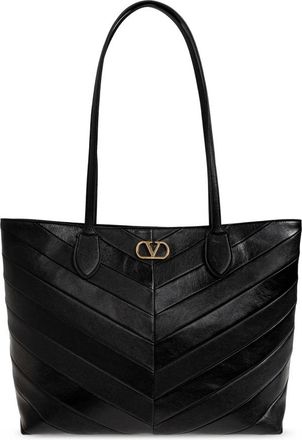 Valentino Garavani Shopper en cuir avec logo - Femme - Sacs - Noir - Taille: ONE Size