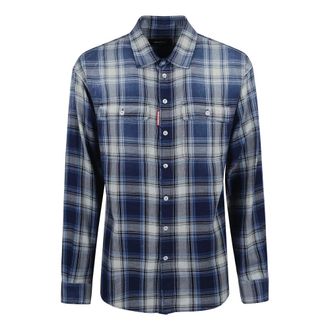 Dsquared2 Blaues Baumwollhemd mit Vintage-Touch - - Shirts - Herren - Blau - XL