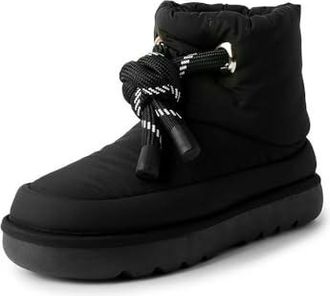 Generic QXDZSW Bottes de neige dhiver pour femme en tissu polyester avec sangle crois&eacute;e Argent&eacute;/noir abricot, Noir, 40.5 EU