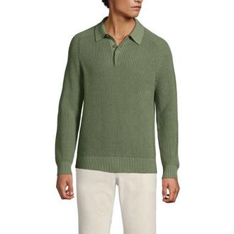 Lands End Polopullover Drifter, Herren, Gr&ouml;&szlig;e:48-50 regular, Gr&uuml;n, Baumwolle, by Lands End