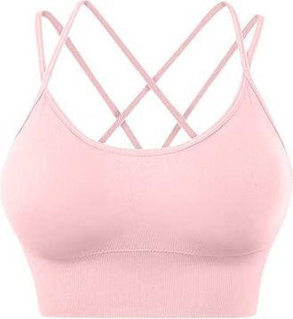Generic Soutiens-Gorge de Sport pour Femmes Soutiens-Gorge Courts rembourr&eacute;s &agrave; Bretelles crois&eacute;es pour Le Yoga Soutien Gorge Femme Coton Soutif sans Bretelle 