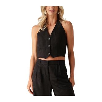 Envii Schwarzes Top mit Silberstreifen - - Tops - Damen - Schwarzk - L