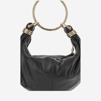Chlo&eacute; Womens Small Leather Hobo Bag Black Calf Shoulder