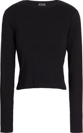 8 by YOOX ORGANIC COTTON CREW-NECK LONG SLEEVES RIBBED TOP