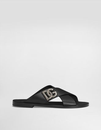 Dolce & Gabbana Calfskin Sandals - Mann Sandalen Und Slides Schwarz 39