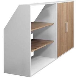 Vente-Unique Vente-Unique - Meuble sous pente armoire 2 portes 2 &eacute;tag&egrave;res - Dimensions 182.6x110x50 cm - Panneau de particule blanc et naturel - &Eacute;co-responsable