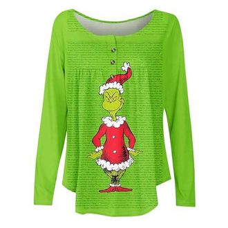 Generic Le Grinch Tshirt Noel Femme 2025 Pull Noel Vêtements Hiver Adulte Moche The Grinch Costume Polaire Christmas Noël Vetement Pulls Col V De Sweatshirts 