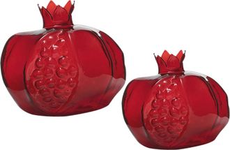 Amosfun 2 Stück Rote Glasvasen Granatapfelform Aus Klarem Glas Für Blumenarrangements Wohnzimmer Esszimmer Schlafzimmer Moderne Dekoration