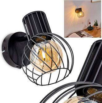 HOFSTEIN Wandleuchte Kenia, verstellbare Wandlampe aus Metall in Schwarz/Grau, 1-flammig, 1 x E27 Fassung, Wandspot im Retro/Vintage Design mit An-/Ausschalter