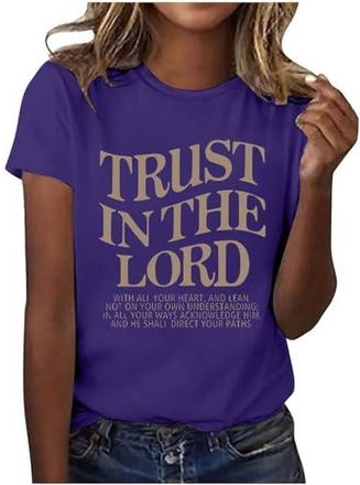 Generic T-shirt &laquo; Going Out Trust in The Lord &raquo; pour femme - Graphique 2025 - Coupe ample - Haut de sport d&eacute;t&eacute; - T-shirt d&eacute;contract&eacute; tendance religieux mignon