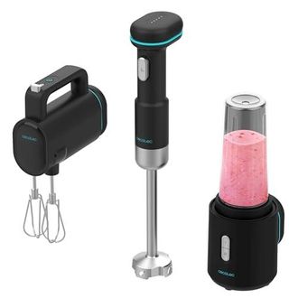 Cecotec Mixeurs &agrave; Main Portatif BlendGo Pack. 180W, Batterie avec Charge 2h, 30min dUtilisation, Indicateur de Batterie, Accessoires, Temp&eacute;rature 60-96&ordm;C, Vit