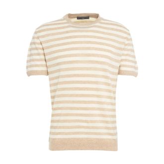 Daniele Fiesoli Gestreiftes Crew Neck T-Shirt Beige - - Tops - Herren - Beige - M