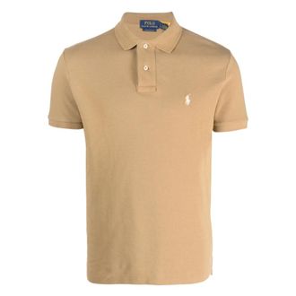 Polo Ralph Lauren Custom Slim Fit Baumwoll-Mesh-Polohemd - - Tops - Herren - Beige - XL